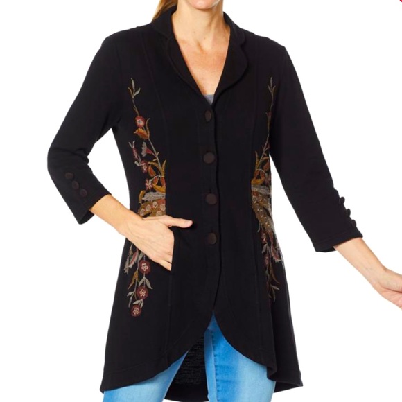 XCVI | Jackets & Coats | Xcvi Nicco Embroidered Jacket Black | Poshmark